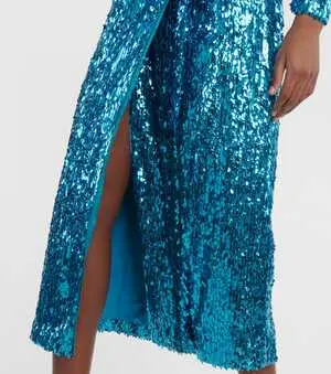 ROTATE BY BIRGER CHRISTENSEN Puff-sleeve Sequined Wrap Dress