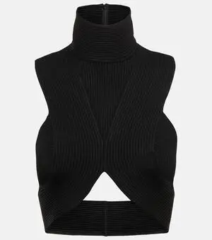 Alaïa Ribbed-knit Halterneck Crop Top