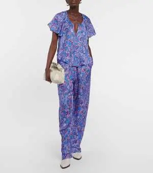 Isabel Marant Piera Printed Silk-blend Pants