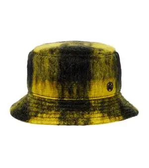 MAISON MICHEL Jason Checked Mohair-blend Bucket Hat - Multicoloured