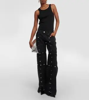 Attico Studded Straight Leg Jeans