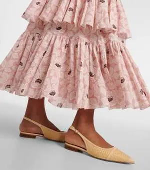 MALONE SOULIERS Jama Raffia Slingback Ballet Flats