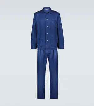 Derek Rose Woburn Striped Silk Pajama Set