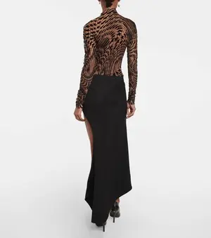 MUGLER Asymmetric Jersey Midi Skirt
