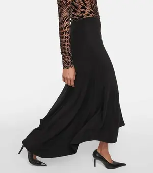 MUGLER Asymmetric Jersey Midi Skirt