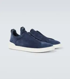 Zegna Triple Stitch Suede Sneakers - Blue