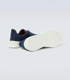 Zegna Triple Stitch Suede Sneakers - Blue