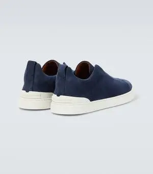 Zegna Triple Stitch Suede Sneakers - Blue