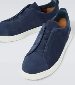 Zegna Triple Stitch Suede Sneakers - Blue