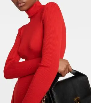 Alaïa Cashmere And Silk Midi Dress In Cerise