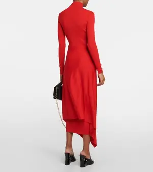 Alaïa Cashmere And Silk Midi Dress In Cerise