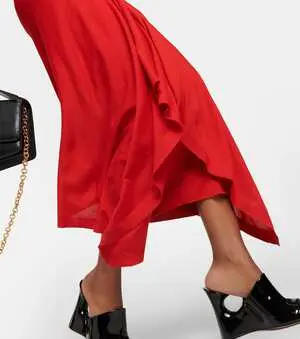 Alaïa Cashmere And Silk Midi Dress In Cerise