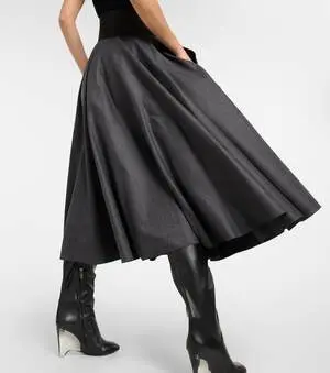 Alaïa High-rise Virgin Wool Midi Skirt