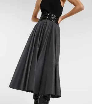 Alaïa High-rise Virgin Wool Midi Skirt