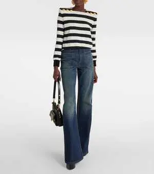 Balmain Striped Jersey Top