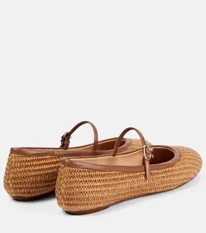 GIANVITO ROSSI Carla Raffia And Leather Ballet Flats