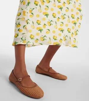 GIANVITO ROSSI Carla Raffia And Leather Ballet Flats
