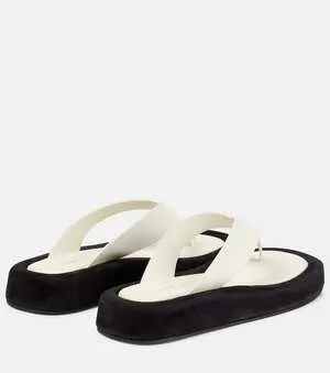 THE ROW Ginza Leather And Suede Thong Sandals