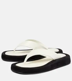 THE ROW Ginza Leather And Suede Thong Sandals