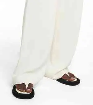 THE ROW Ginza Leather And Suede Thong Sandals