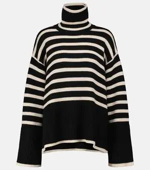 TOTEME Striped Wool-blend Turtleneck Sweater
