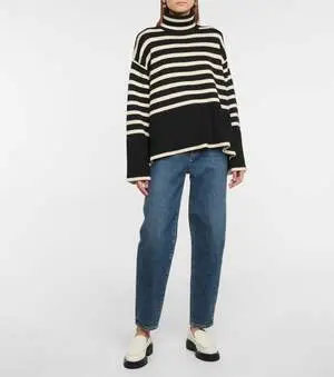 TOTEME Striped Wool-blend Turtleneck Sweater