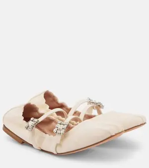 ROGER VIVIER Embellished Leather Ballet Flats - White