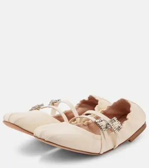 ROGER VIVIER Embellished Leather Ballet Flats - White