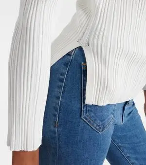 Veronica Beard Yesenia Ribbed-knit Off-shoulder Top