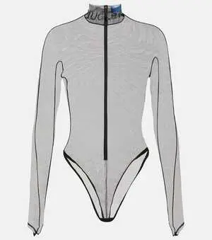 MUGLER Mesh Bodysuit - Black