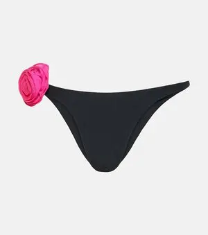 SAME Rose Appliqué Low-rise Bikini Bottoms - Black