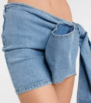 Blumarine Bow-detailed Denim Miniskirt