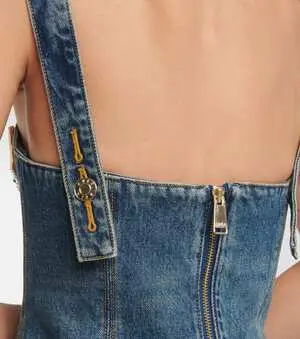 AREA Claw Embellished Denim Mini Dress