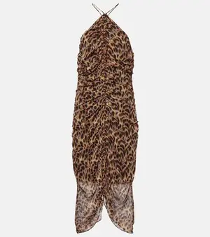 MARANT ETOILE Valdi Printed Halterneck Midi Dress - Multicoloured