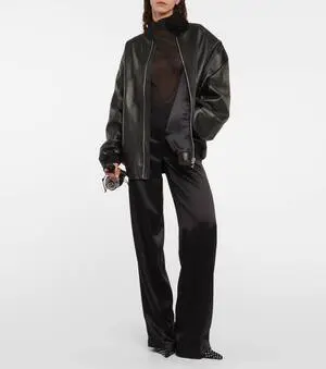Magda Butrym Sheer Silk Blouse With Floral Appliqu