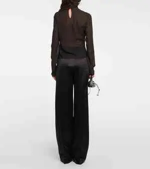 Magda Butrym Sheer Silk Blouse With Floral Appliqu