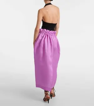 Khaite Ember Silk Gazar Midi Skirt