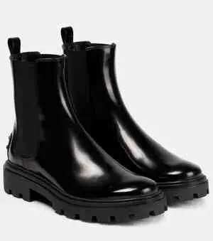 TOD'S Patent Leather Chelsea Boots - Black