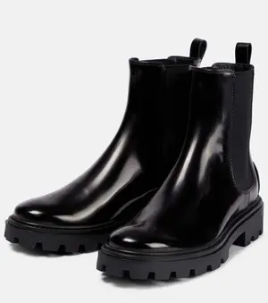 TOD'S Patent Leather Chelsea Boots - Black