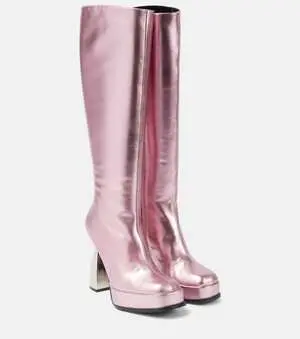NODALETO Angel Metallic Leather Knee-high Boots