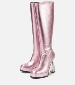 NODALETO Angel Metallic Leather Knee-high Boots