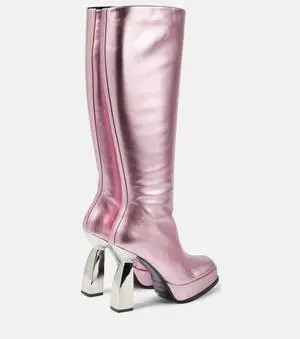 NODALETO Angel Metallic Leather Knee-high Boots