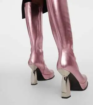 NODALETO Angel Metallic Leather Knee-high Boots