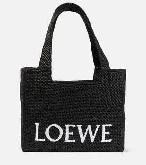 Loewe Medium Raffia Tote Bag - Black