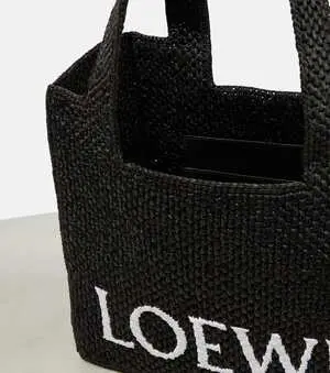 Loewe Medium Raffia Tote Bag - Black
