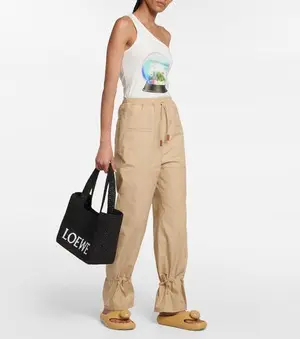 Loewe Medium Raffia Tote Bag - Black