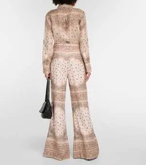 Zimmermann Printed High-rise Wide-leg Linen Pants