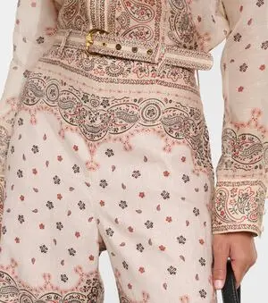 Zimmermann Printed High-rise Wide-leg Linen Pants