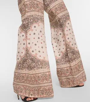 Zimmermann Printed High-rise Wide-leg Linen Pants