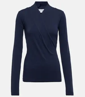 Velvet By Graham & Spencer Meri Cotton Wrap Top - Blue